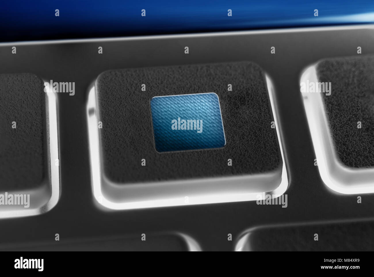 Macro Of A Black Stop Button Of A Black Remote Control With Backlight ...