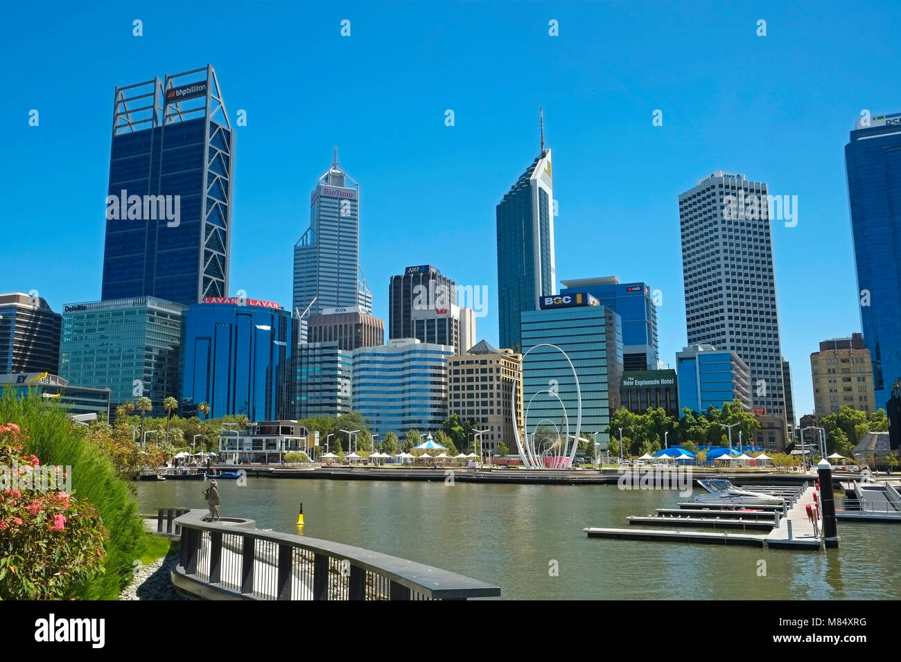 Perth City Elizabeth Quay Marina Swan River Western Australia Stock ...