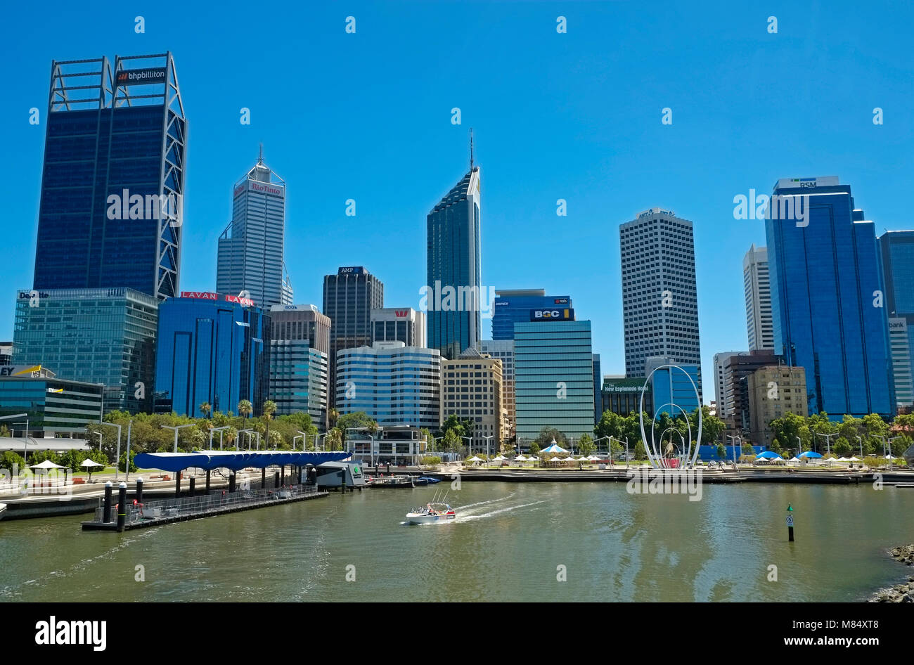 Perth City Elizabeth Quay Marina Swan River Western Australia Stock ...