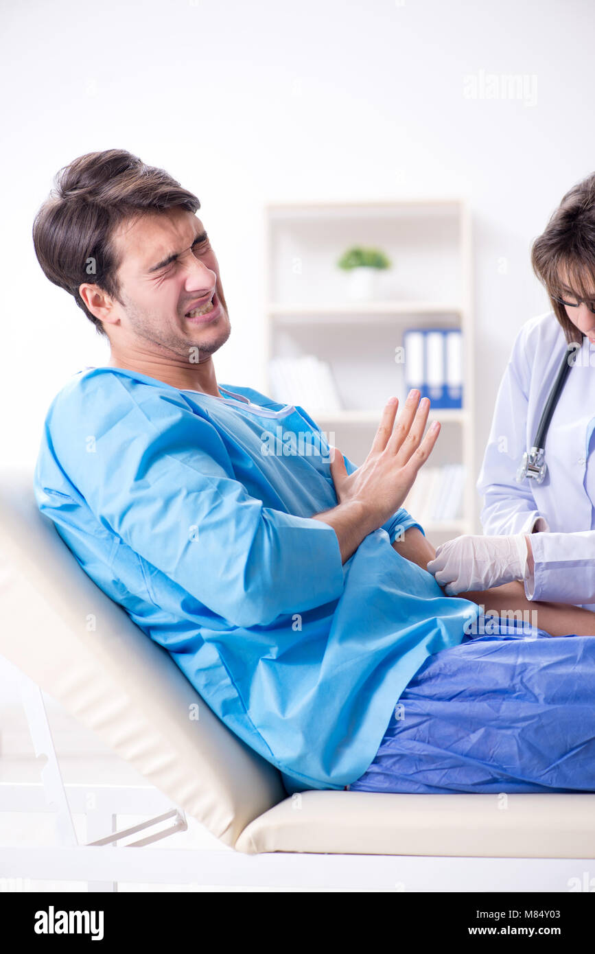 Scared patient man getting ready for flu shot Stock Photo - Alamy