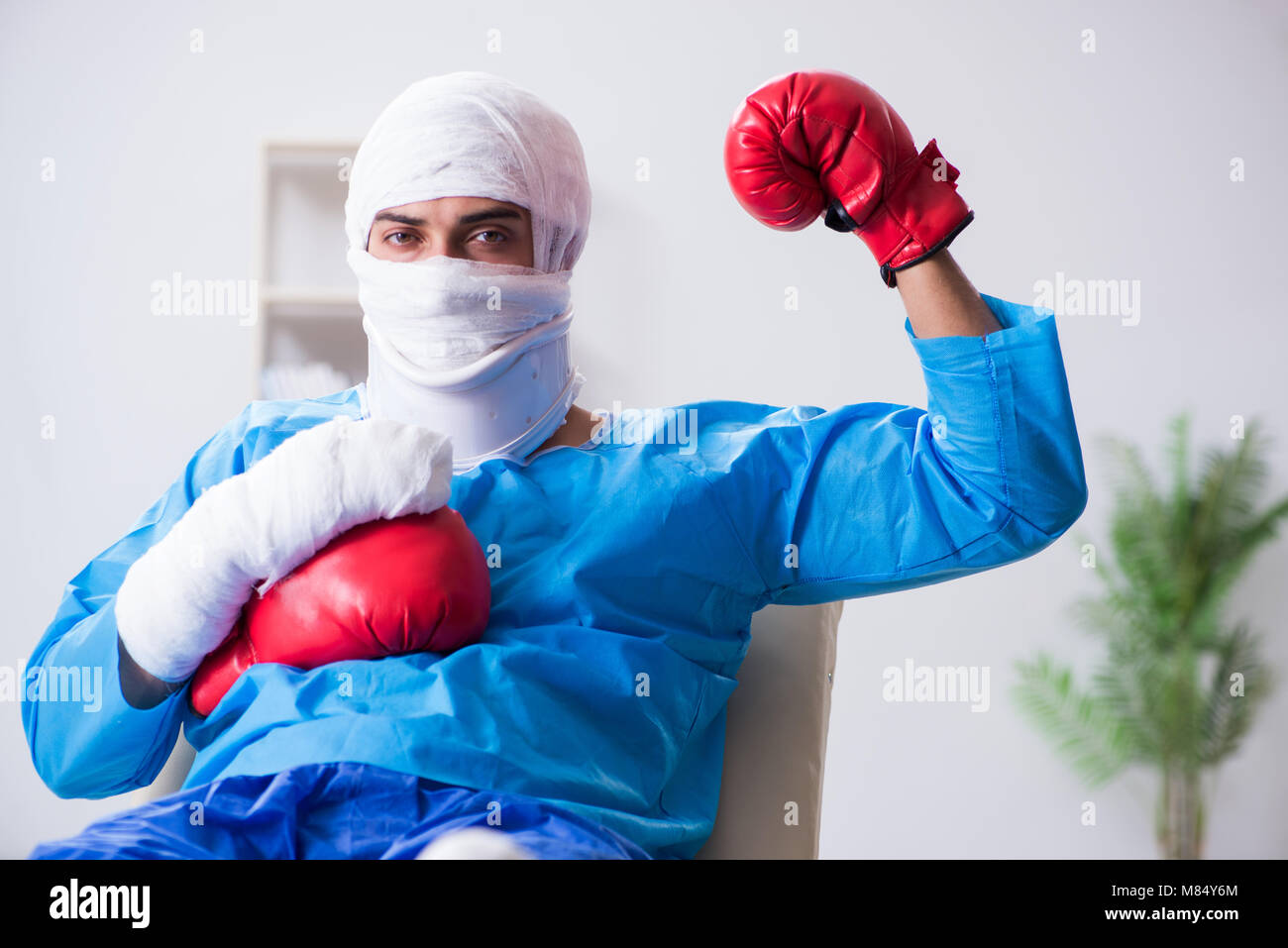 Injured boxer recovering in hospital Stock Photo - Alamy
