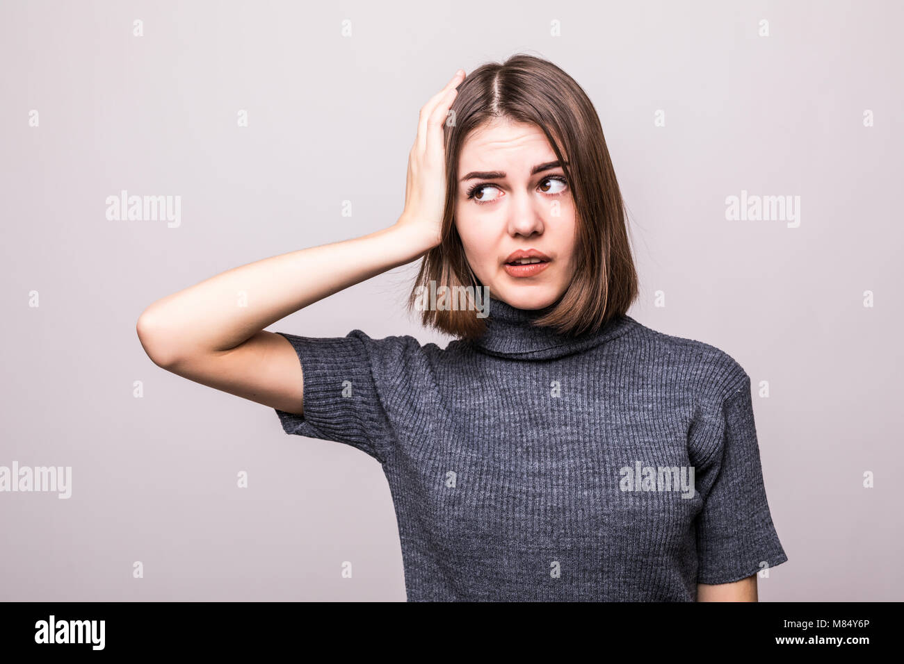 Wrong doing. Closeup portrait upset woman, slapping hand on head having ...