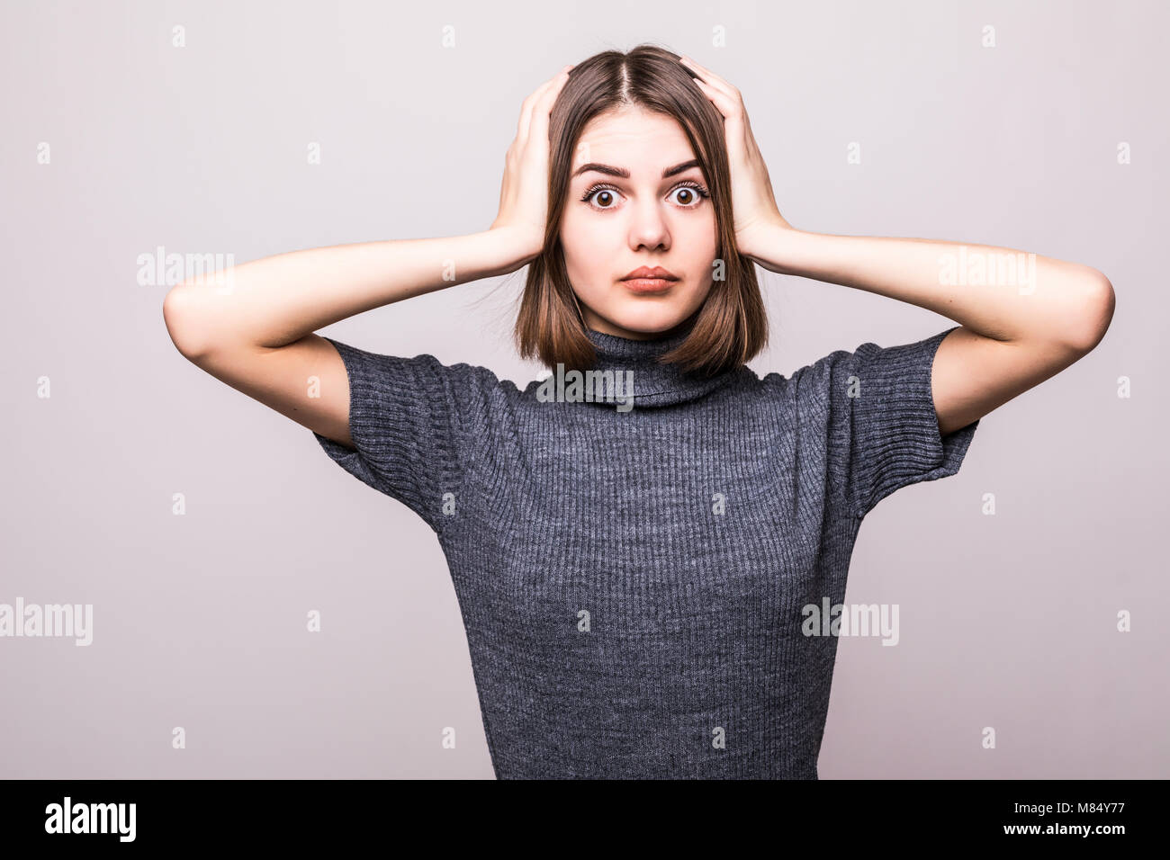 Wrong doing. Closeup portrait upset woman, slapping hand on head having ...