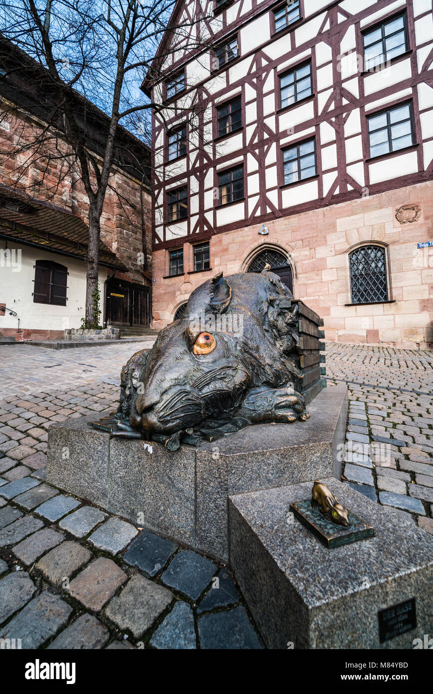 Albrecht Duerer Rabbit, Nuremburg, Franconia, Bavaria, Germany, Europe ...