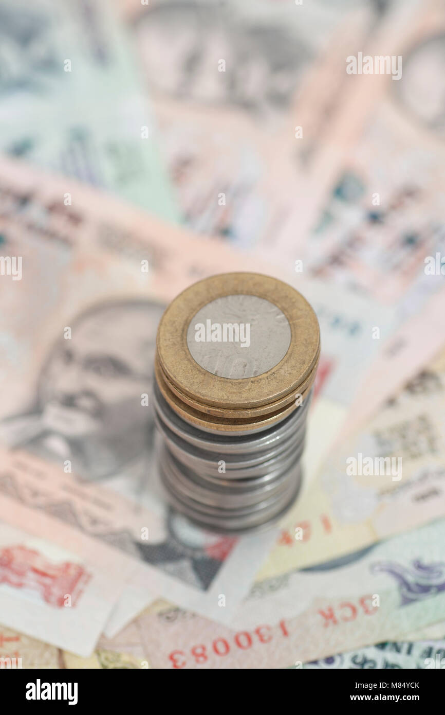 Indian Currency Rupee Notes and Coins close up Stock Photo - Alamy