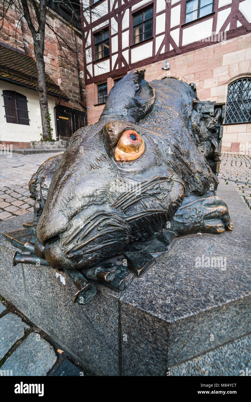 Albrecht Duerer Rabbit, Nuremburg, Franconia, Bavaria, Germany, Europe ...