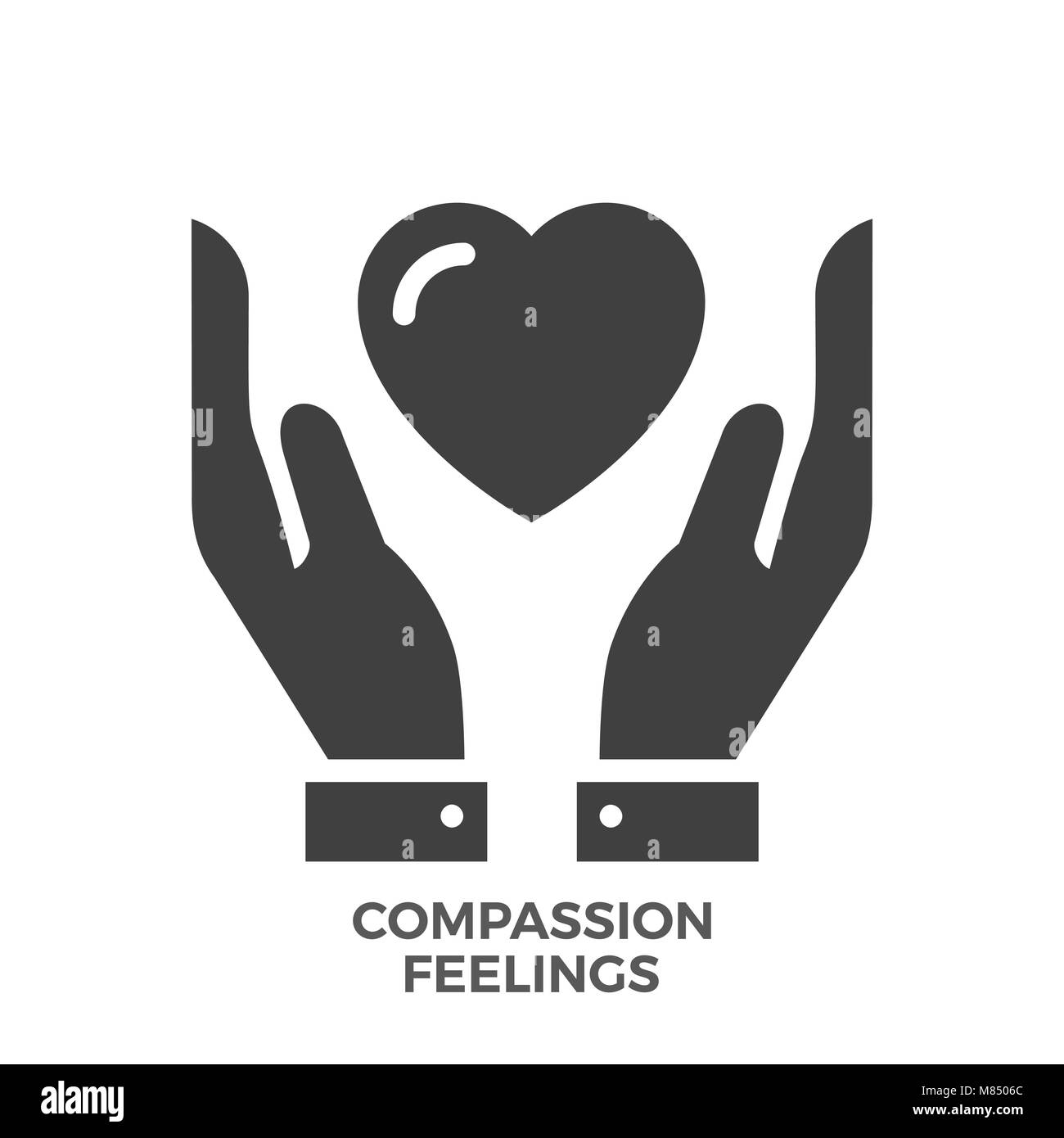 Compassion Feelings Glyph Vector Icon Isolated on the White Background ...