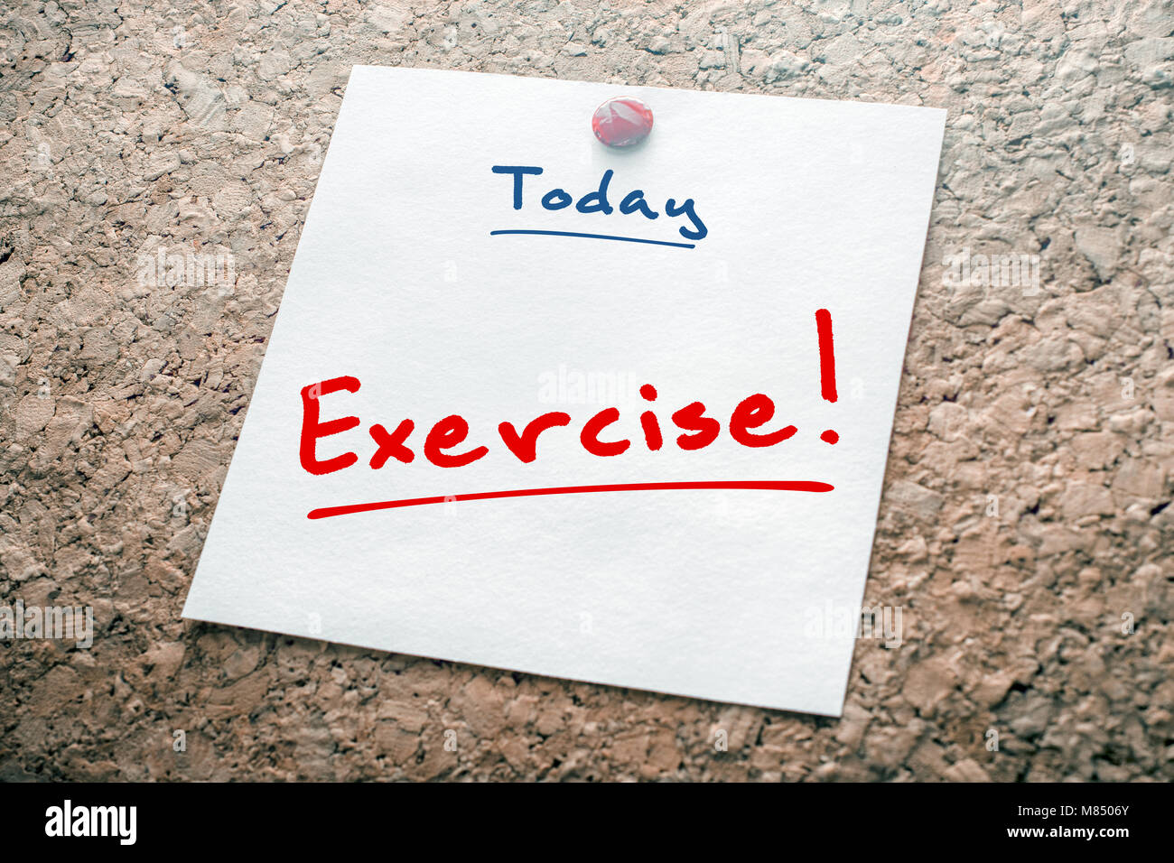 Exercise Reminder For Today On Paper Pinned On Cork Board Stock Photo ...