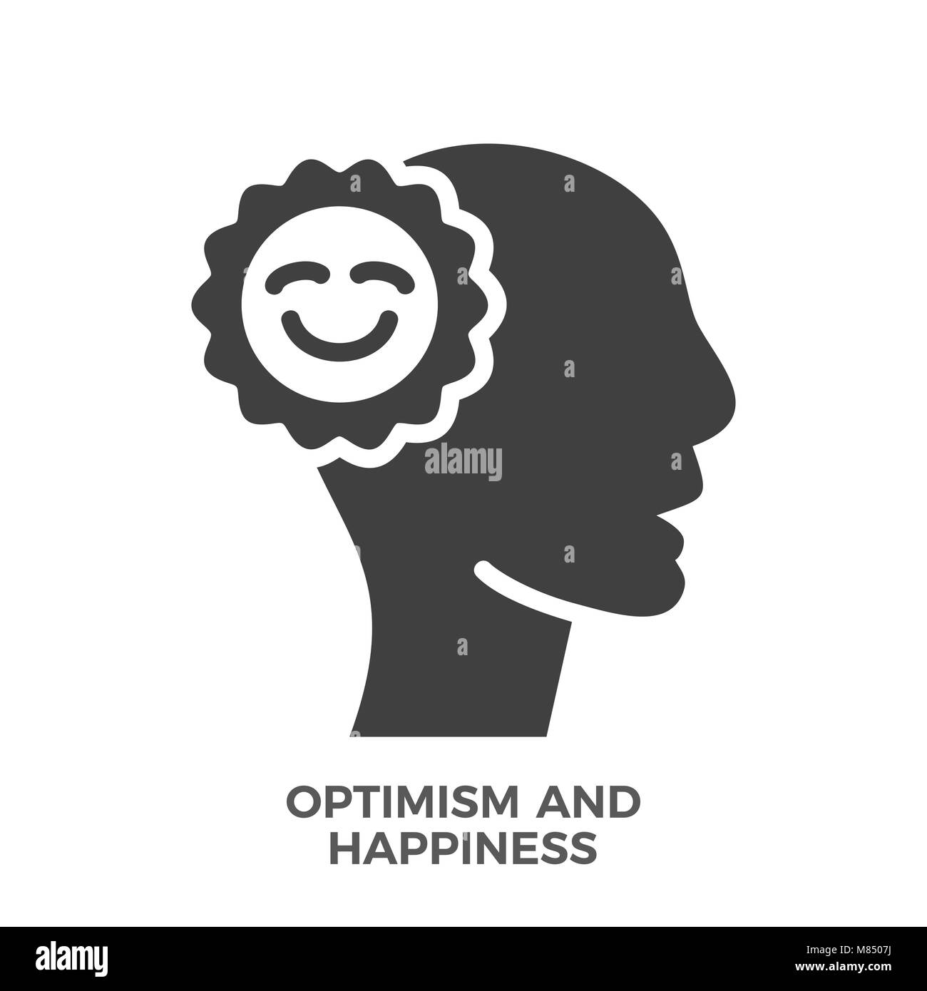 Optimism and Happiness Glyph Vector Icon Isolated on the White ...