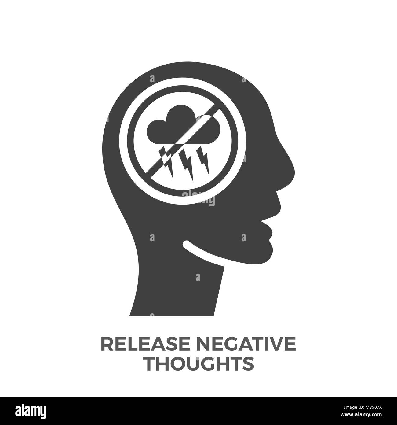 Release Negative Thoughts Glyph Vector Icon Isolated on the White ...