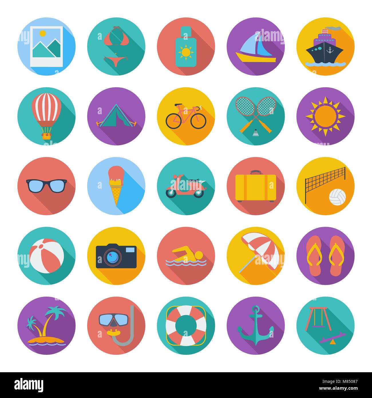 Summer flat color icons. Vector illustration Stock Vector Image & Art ...