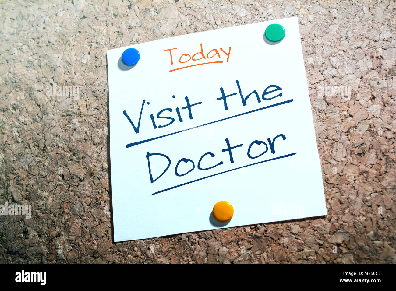 Visit The Doctor Reminder For Today On Paper Pinned On Cork Board Stock ...