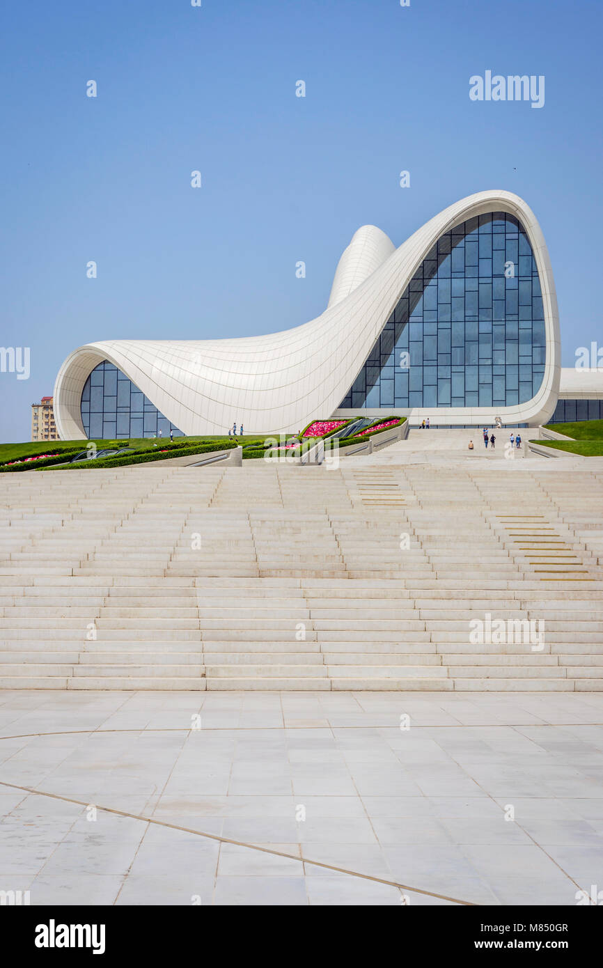 BAKU, AZERBAIJAN - MAY 27: Heydar Aliyev center, famous architectural ...