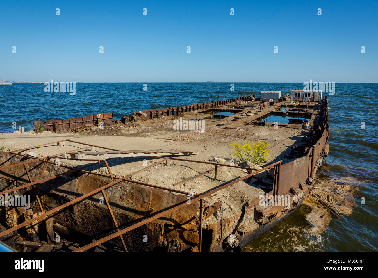 Old rusty ship falling apart, Baku, Azerbaijan Stock Photo - Alamy
