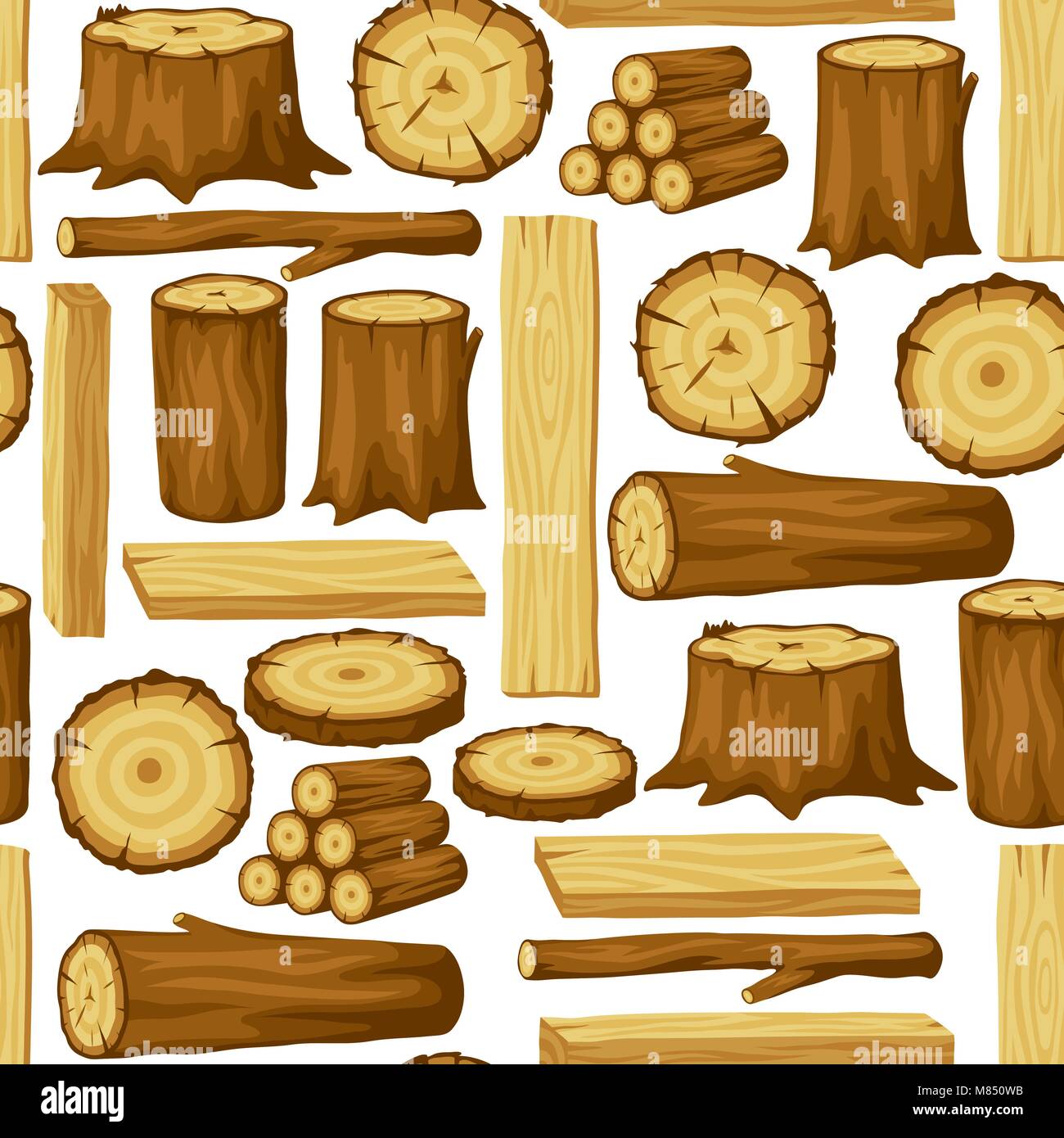 Seamless pattern with wood logs, trunks and planks. Background for ...