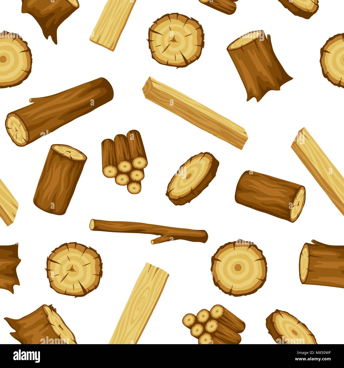 Seamless pattern with wood logs, trunks and planks. Background for ...