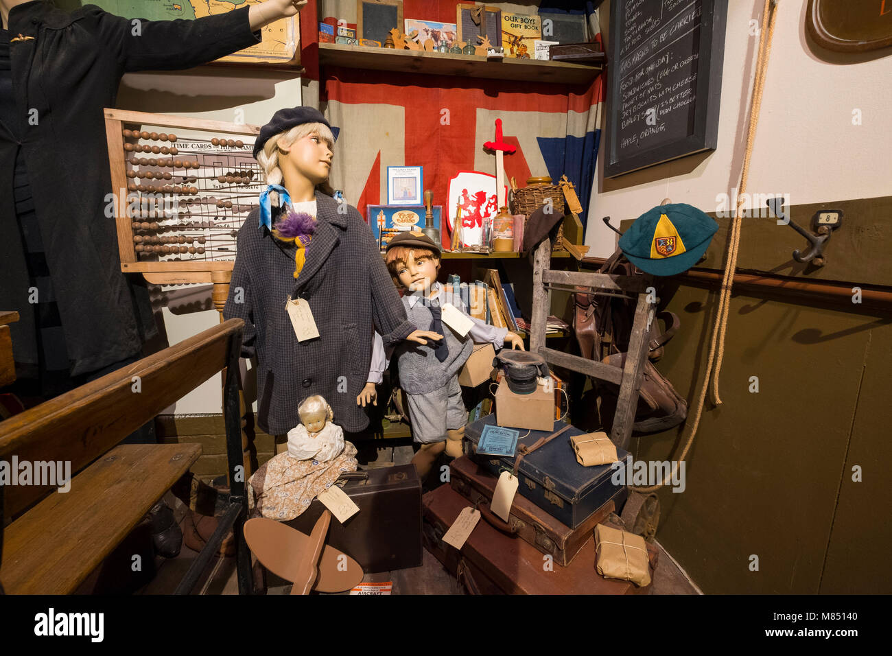Childhood display in the Home Front Museum, Llanduno, Wales, UK Stock ...