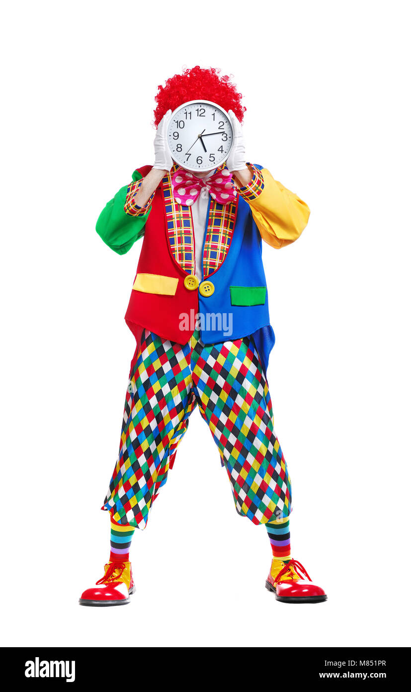 Isolated Man Hiding Face With Clock High Resolution Stock Photography ...