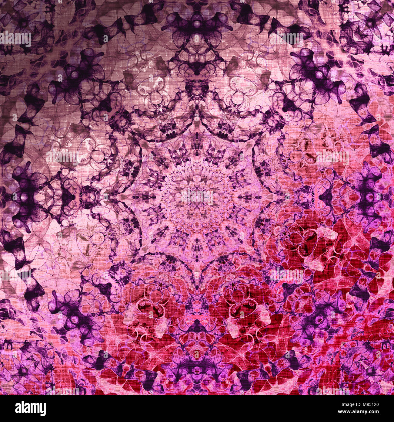 Fuchsia indian pattern, floral circle with tribal traditional elements ...