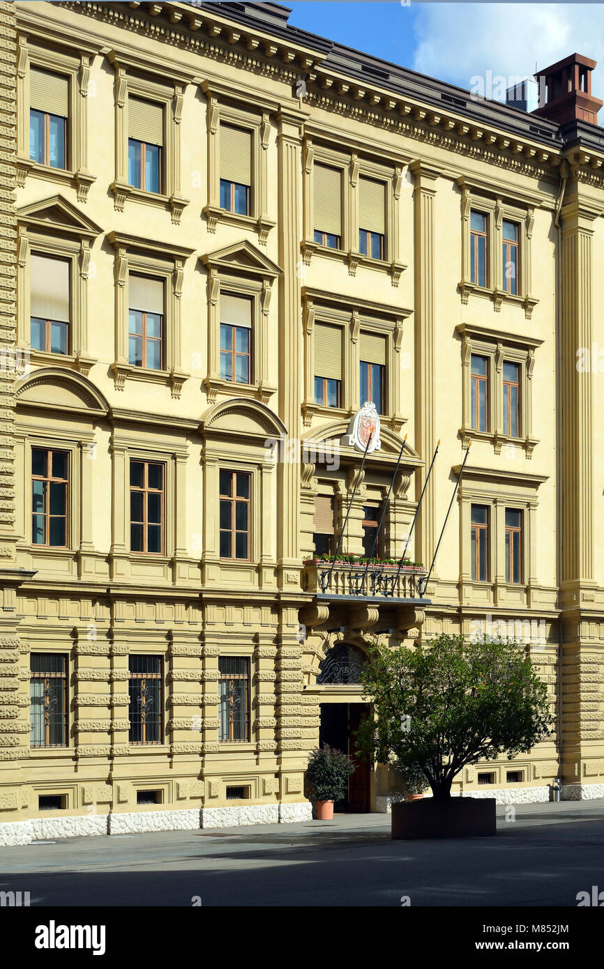 Portal of Palais Widmann with the seat of the regional government of ...