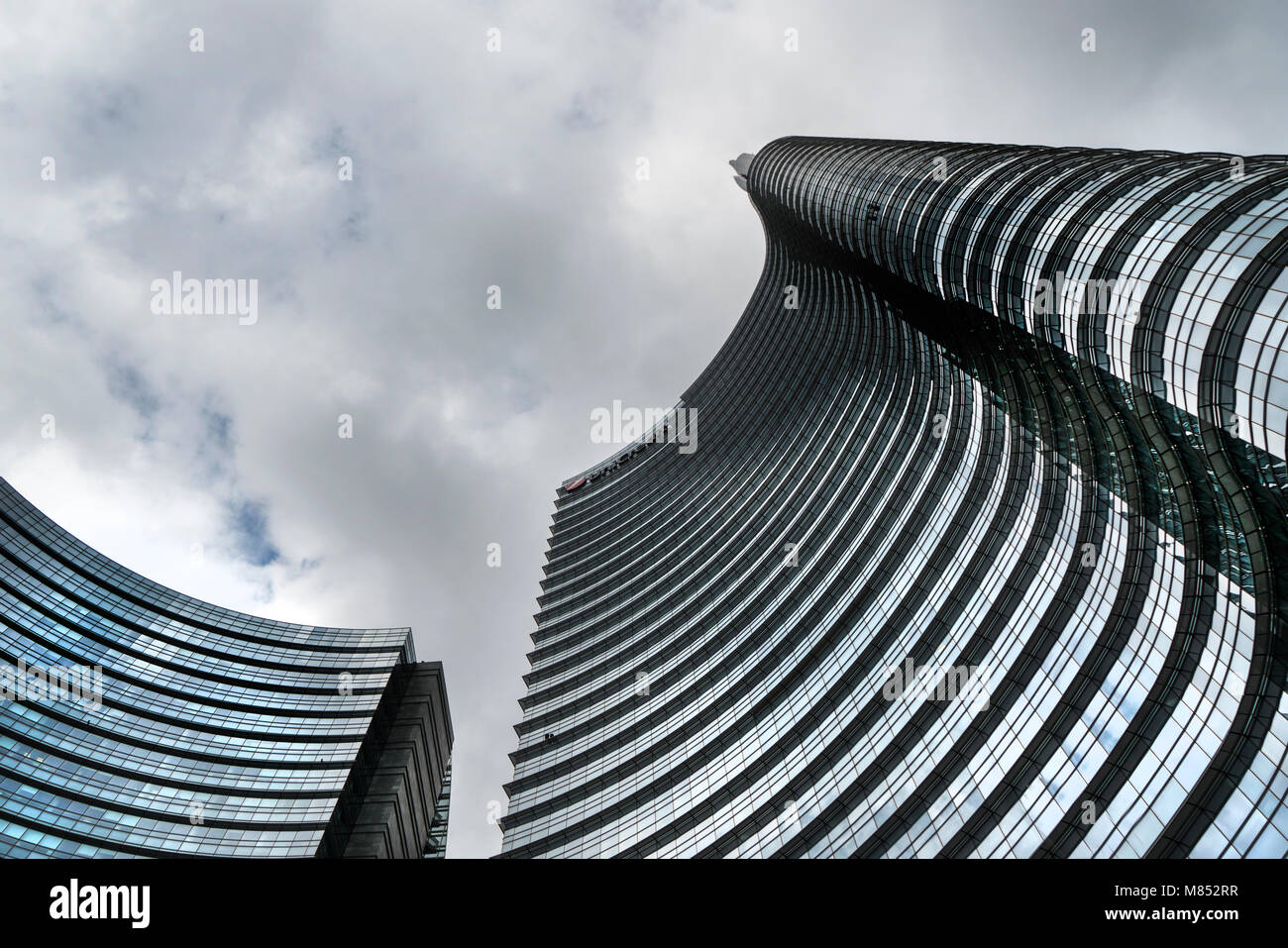 view of modern skyscrapers from below Stock Photo - Alamy