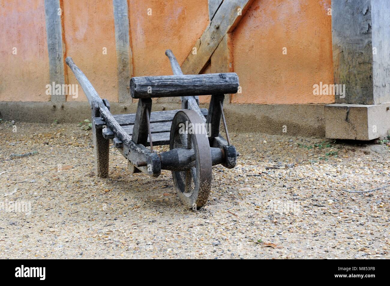 Wheelbarrow ready to carry a heavy load at the Jamestown Settlement ...