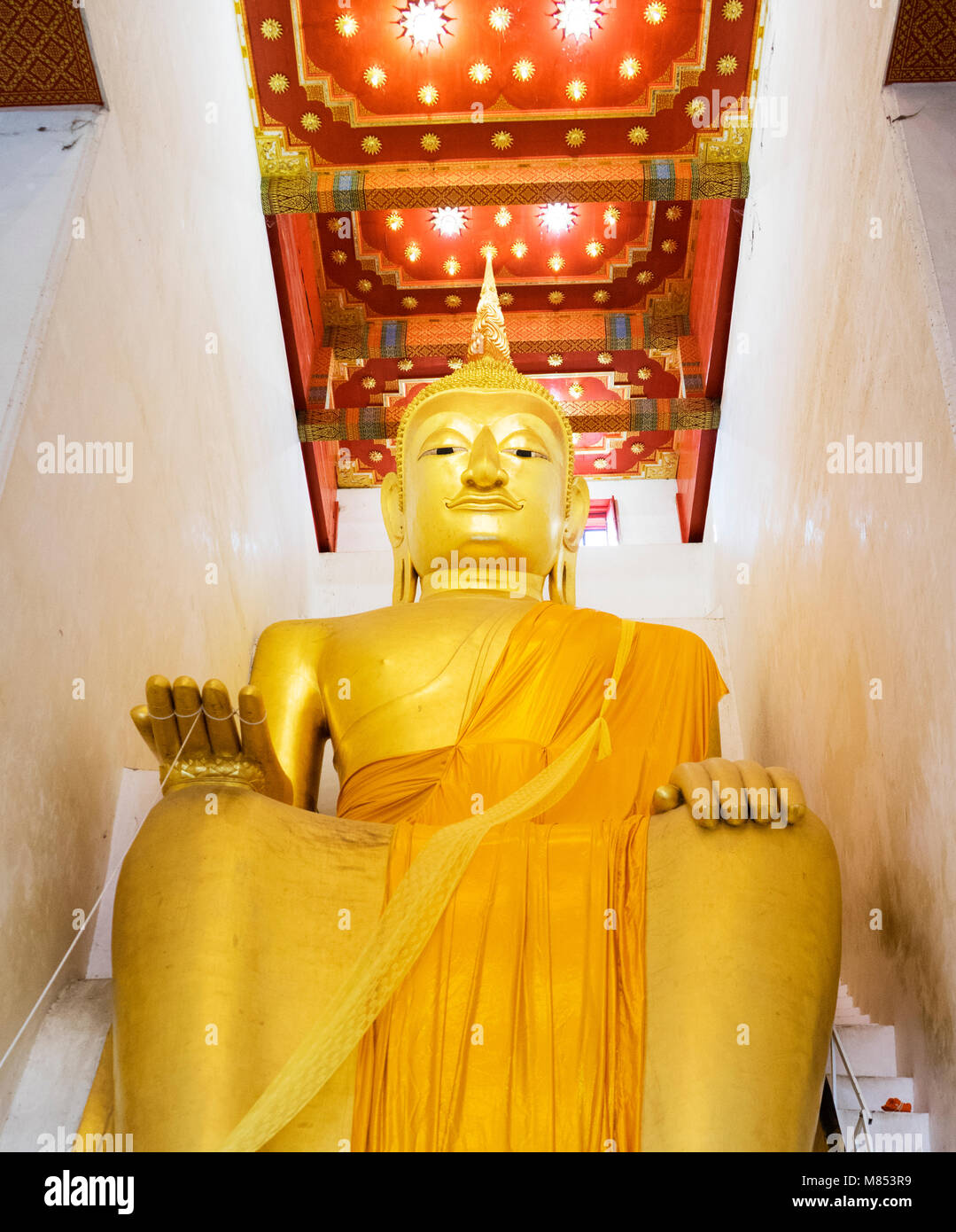 Thai beautiful art pattern of Thai temple door opening and Buddha in ...