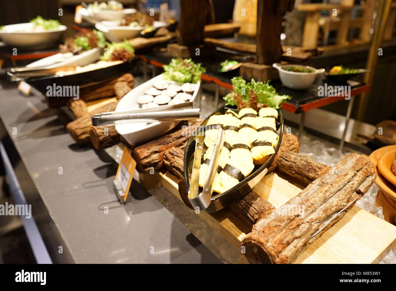 Beautiful serving buffet table. Catering in restourant Stock Photo - Alamy