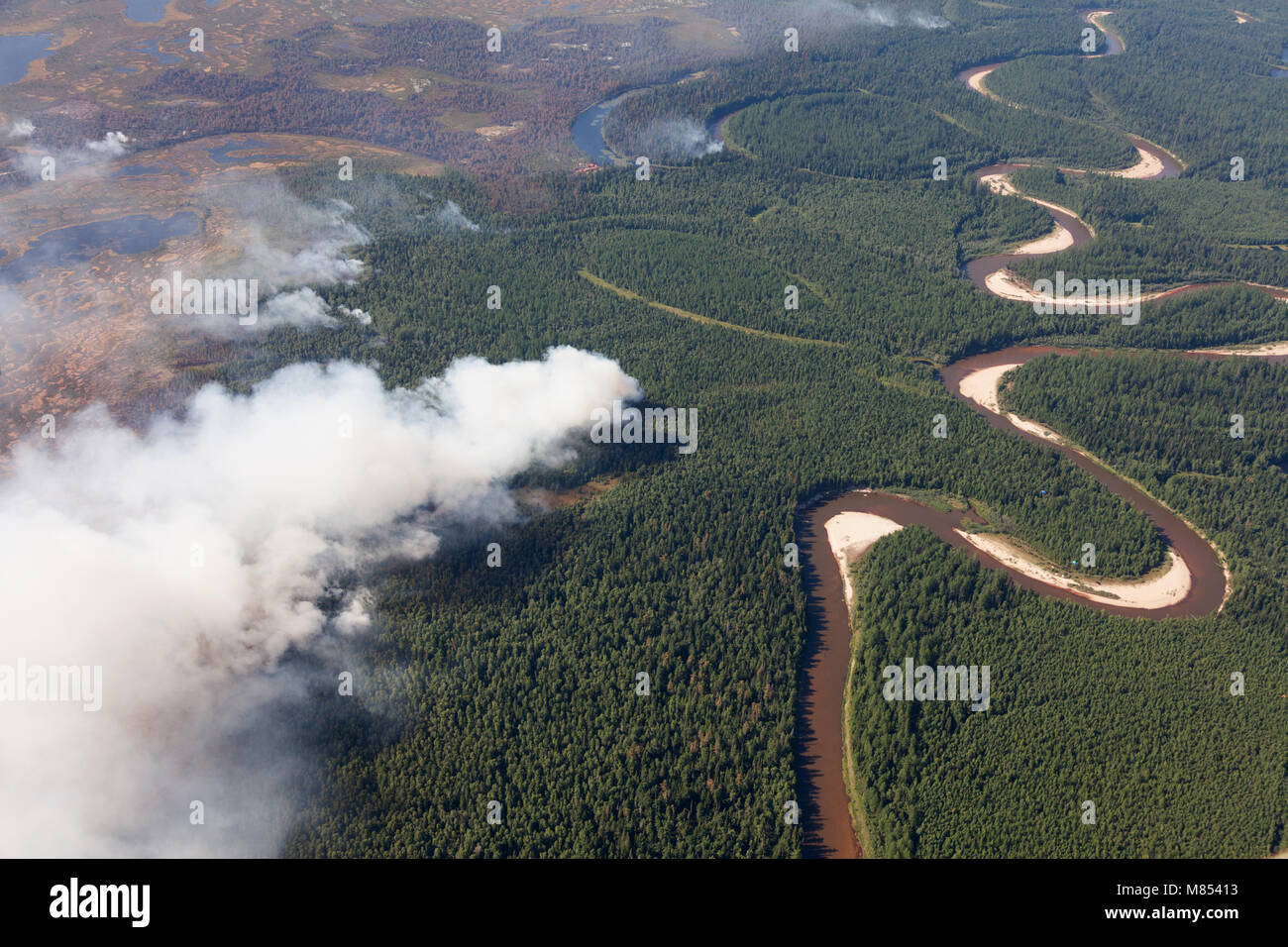 Aerial view of wildfire in forest Stock Photo - Alamy