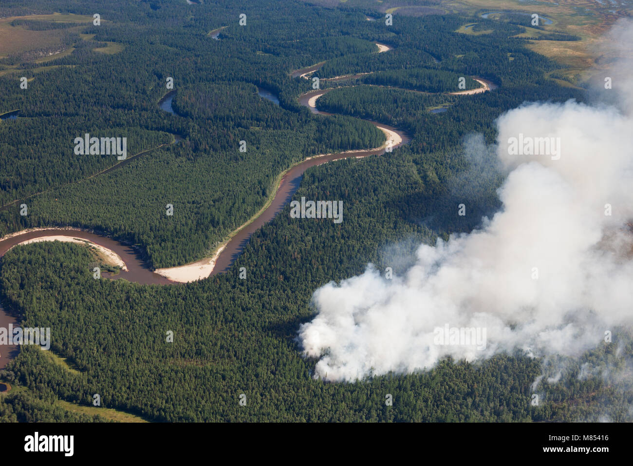 Aerial view of wildfire in forest Stock Photo - Alamy