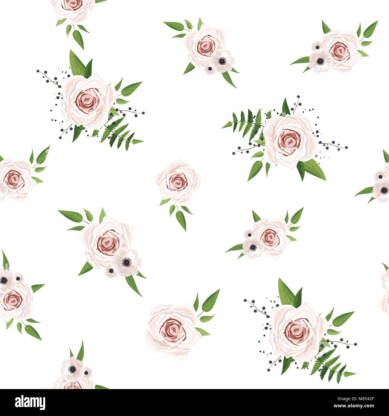 Seamless pattern Vector floral watercolor design. Rustic romantic ...