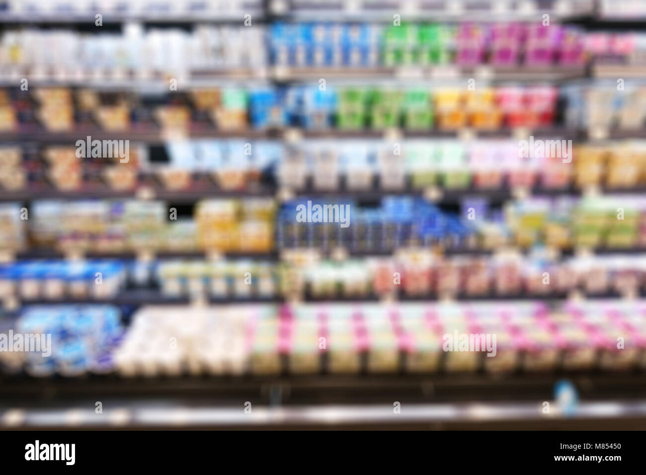 Blurred background of products in a shop Stock Photo - Alamy