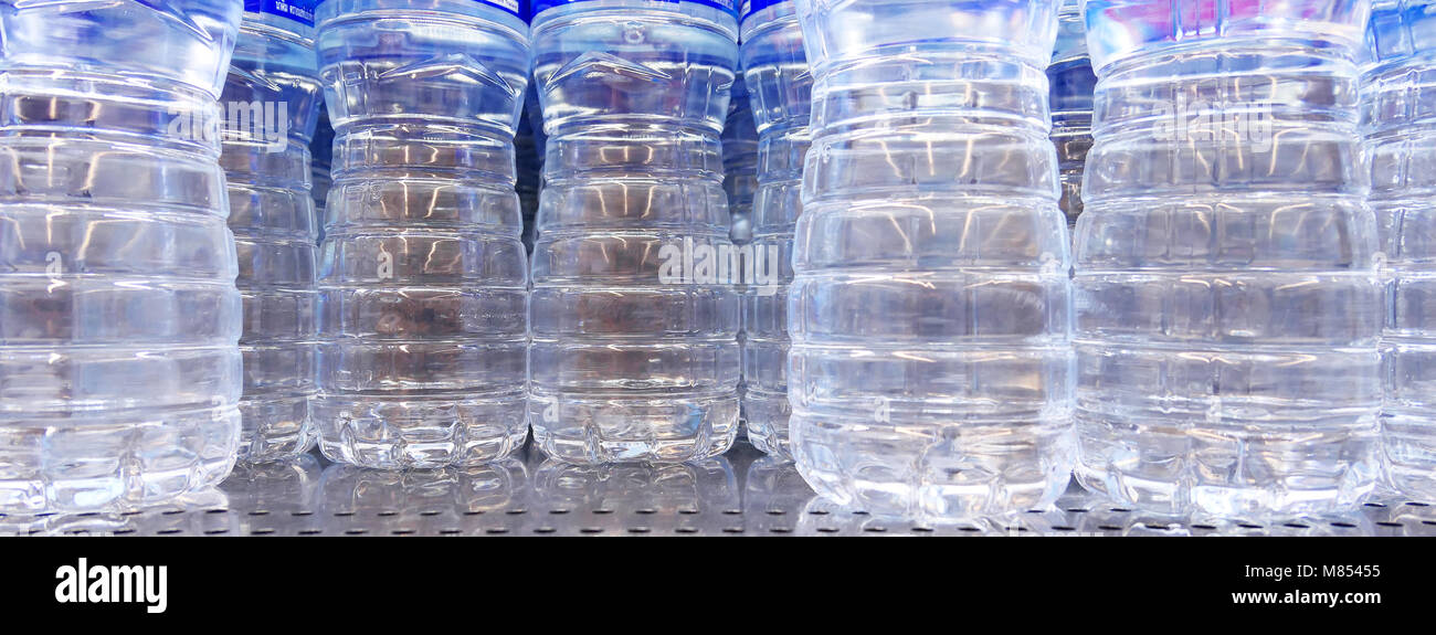 Close up shot of plastic bottles with water Stock Photo - Alamy