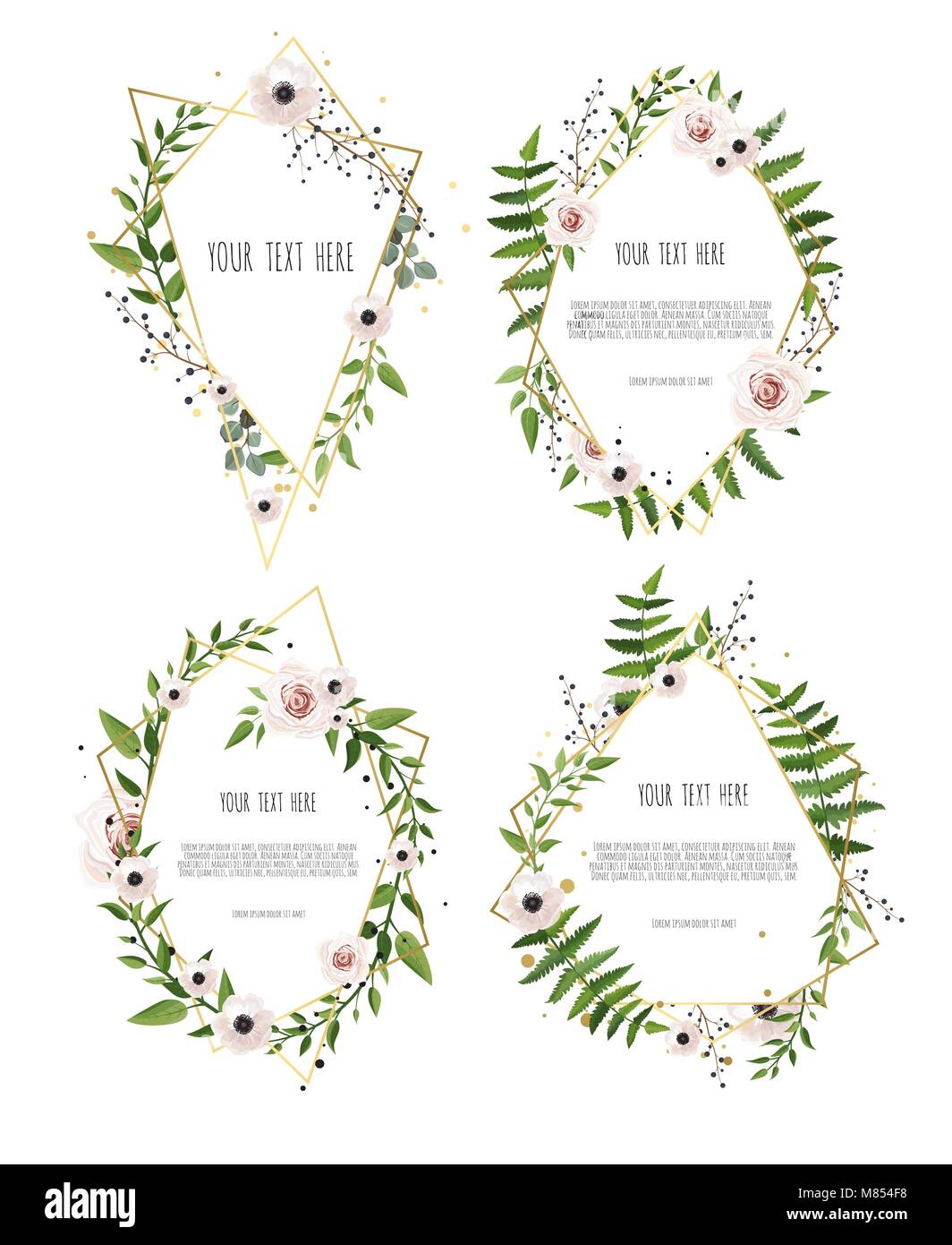 Vector botanical banners set with pink peony and white hydrangea ...