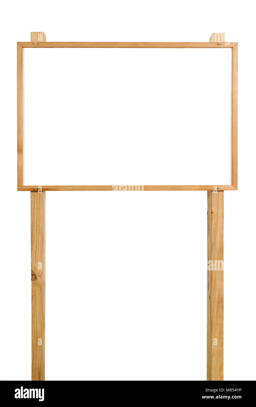Blank advertisement board or billboard with wood frame isolated on a ...