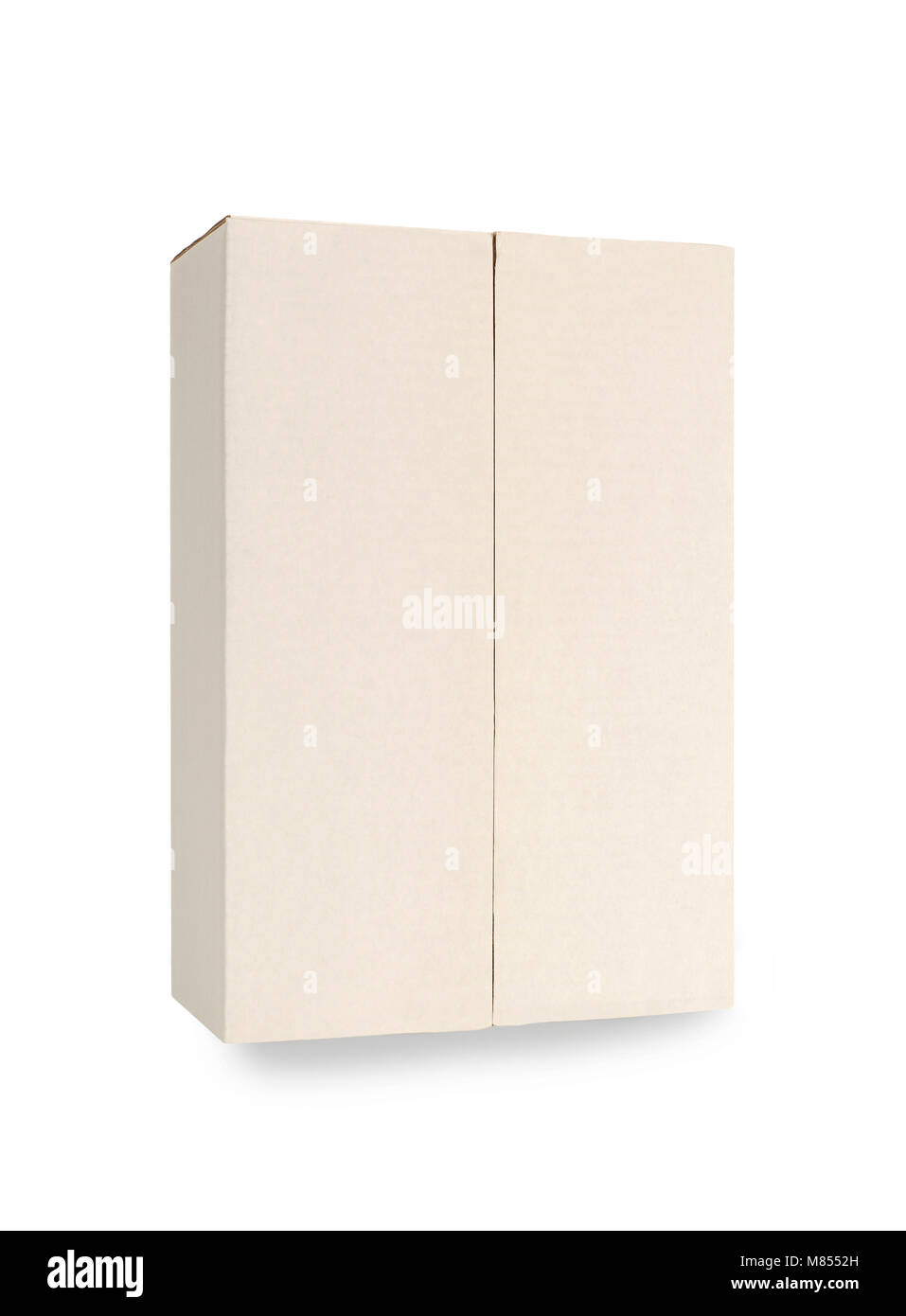 Closed plain white blank tall cardboard box isolated on a white ...