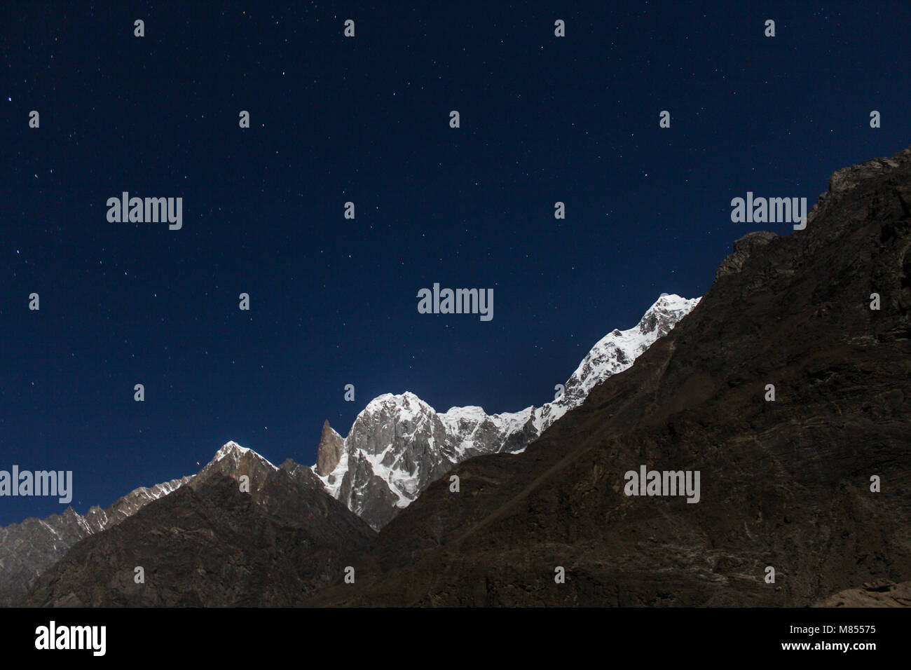 View of snowy mountain peak, lady finger, Hunza Pakistan Stock Photo ...