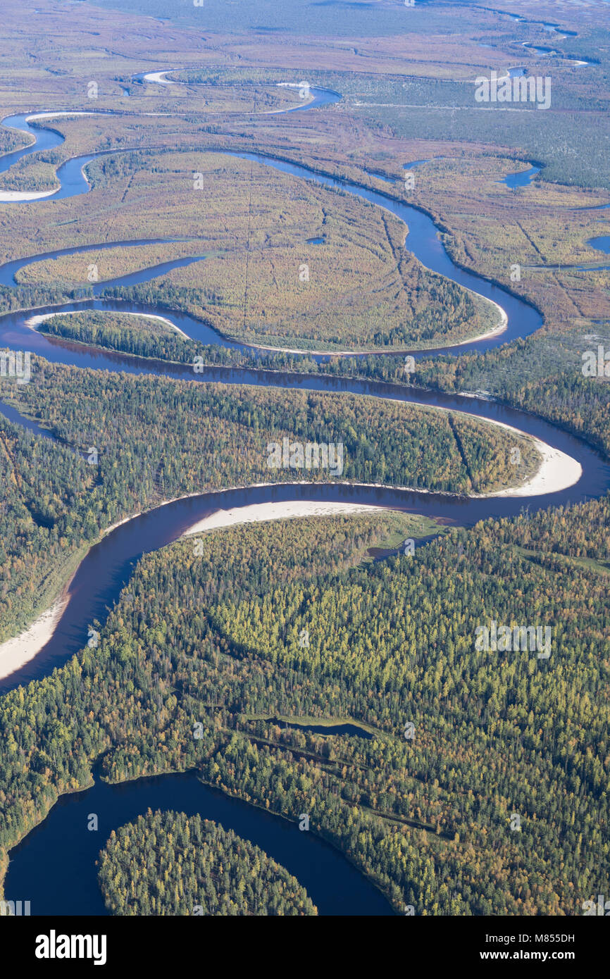 Top view of forest river in autumn Stock Photo - Alamy