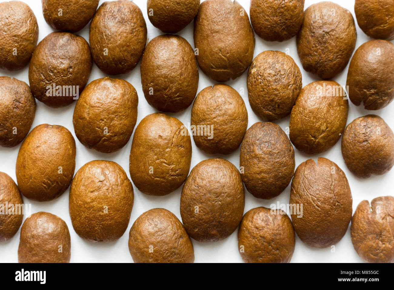 Patterns of coffee beans.Back of the beans. Different shapes and ...