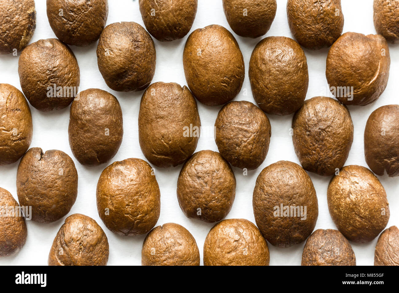 Patterns of coffee beans.Back of the beans. Different shapes and ...