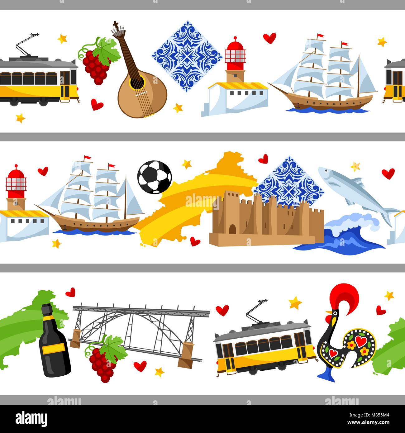 Portugal seamless borders. Portuguese national traditional symbols and ...
