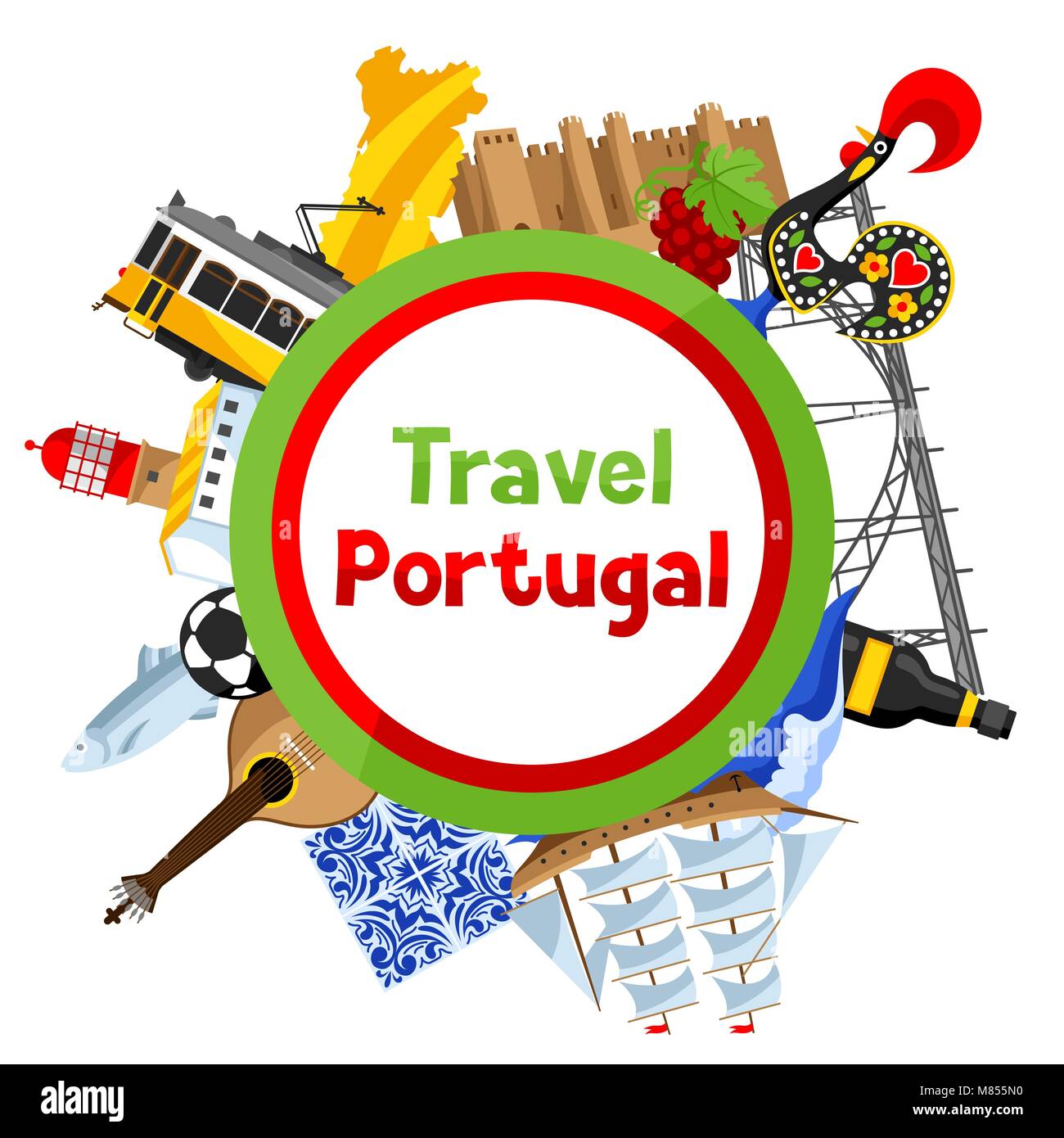 Portugal background design. Portuguese national traditional symbols and ...