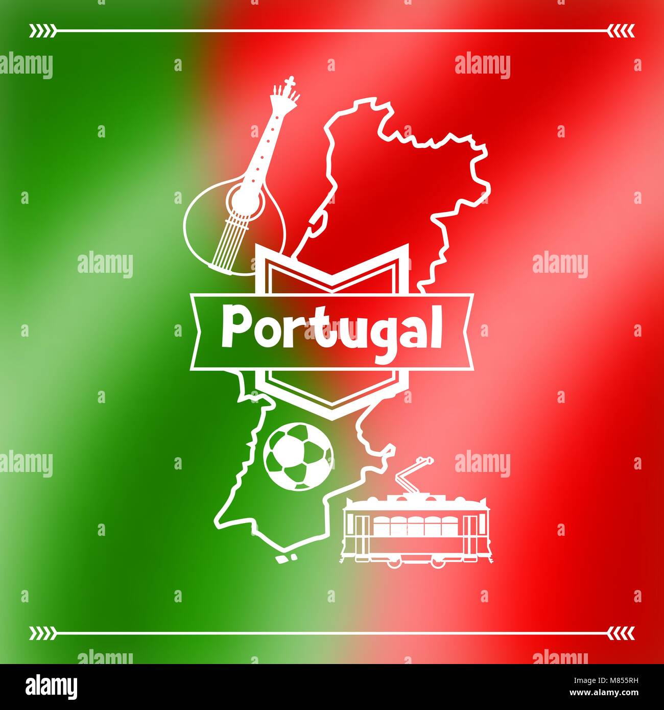 Portugal background design. Portuguese national traditional symbols on ...