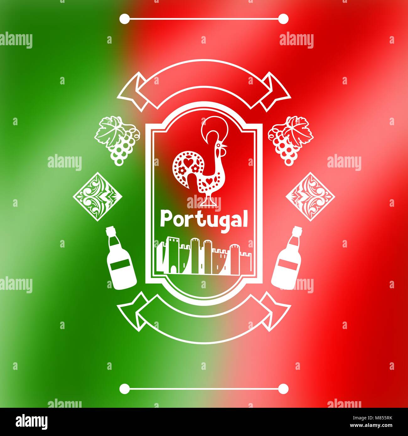 Portugal background design. Portuguese national traditional symbols on ...