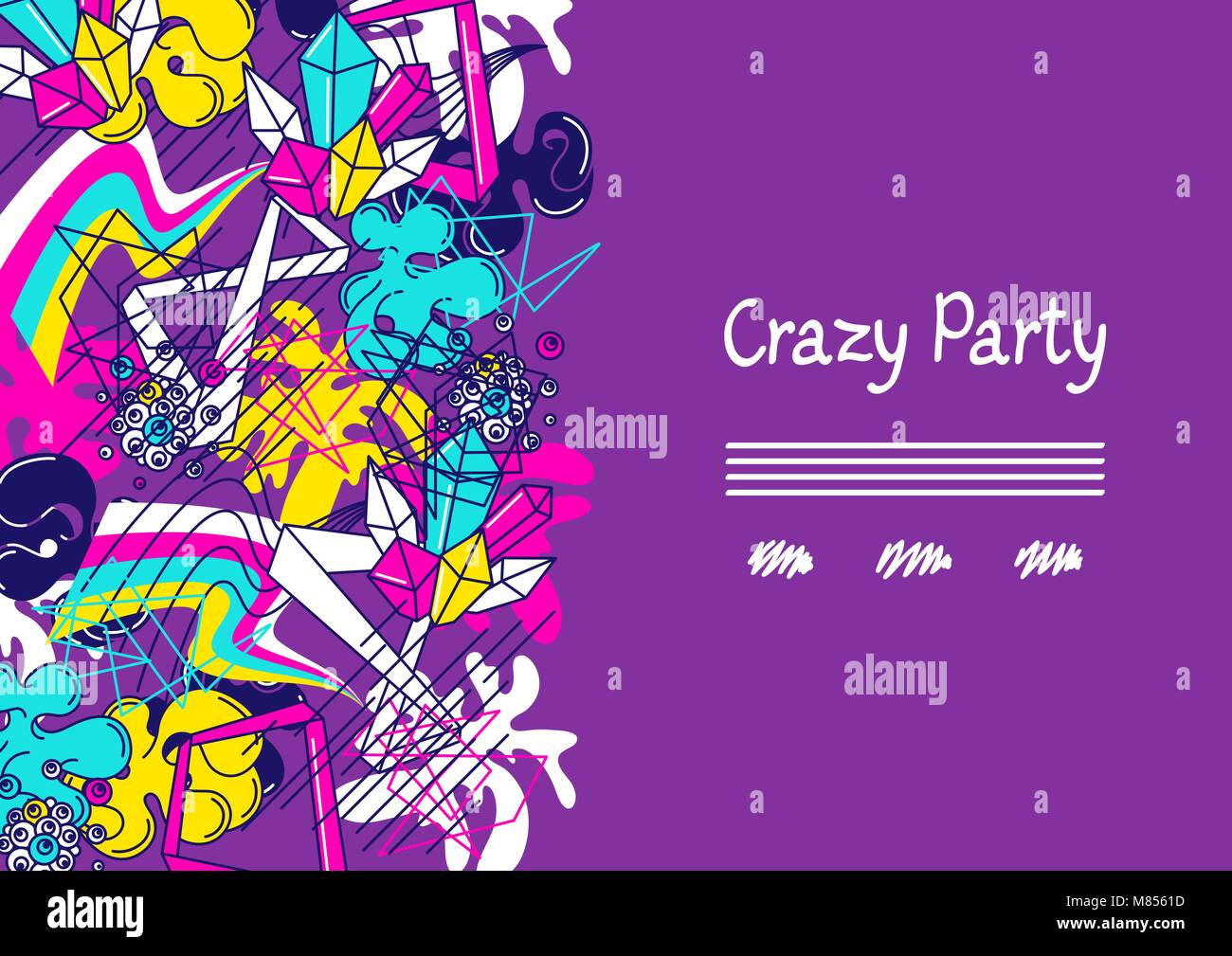 Trendy colorful background crazy party. Abstract modern color elements ...