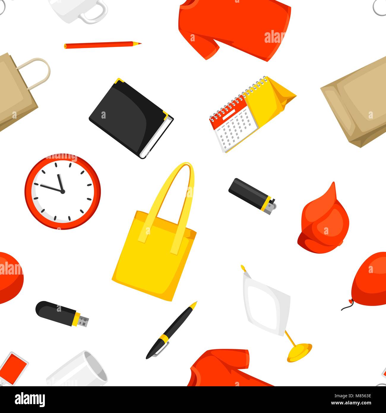 Seamless pattern with promotional gifts and souvenirs Stock Vector ...