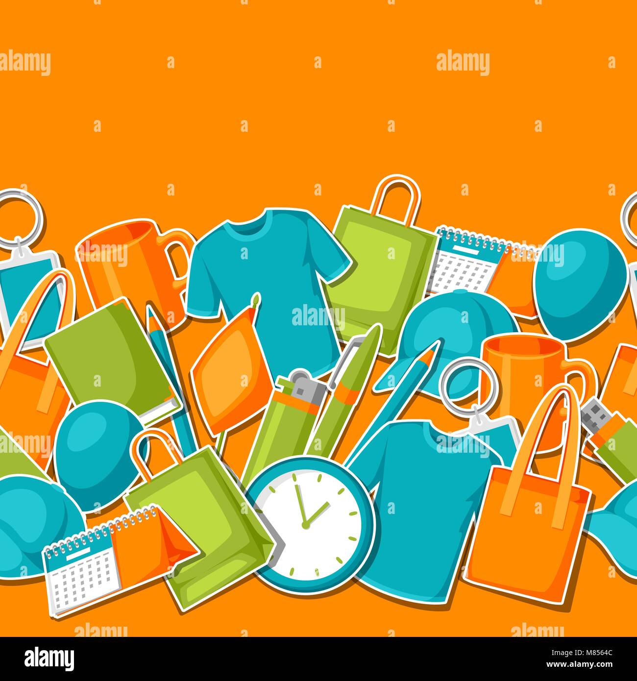 Seamless pattern with promotional gifts and souvenirs Stock Vector ...