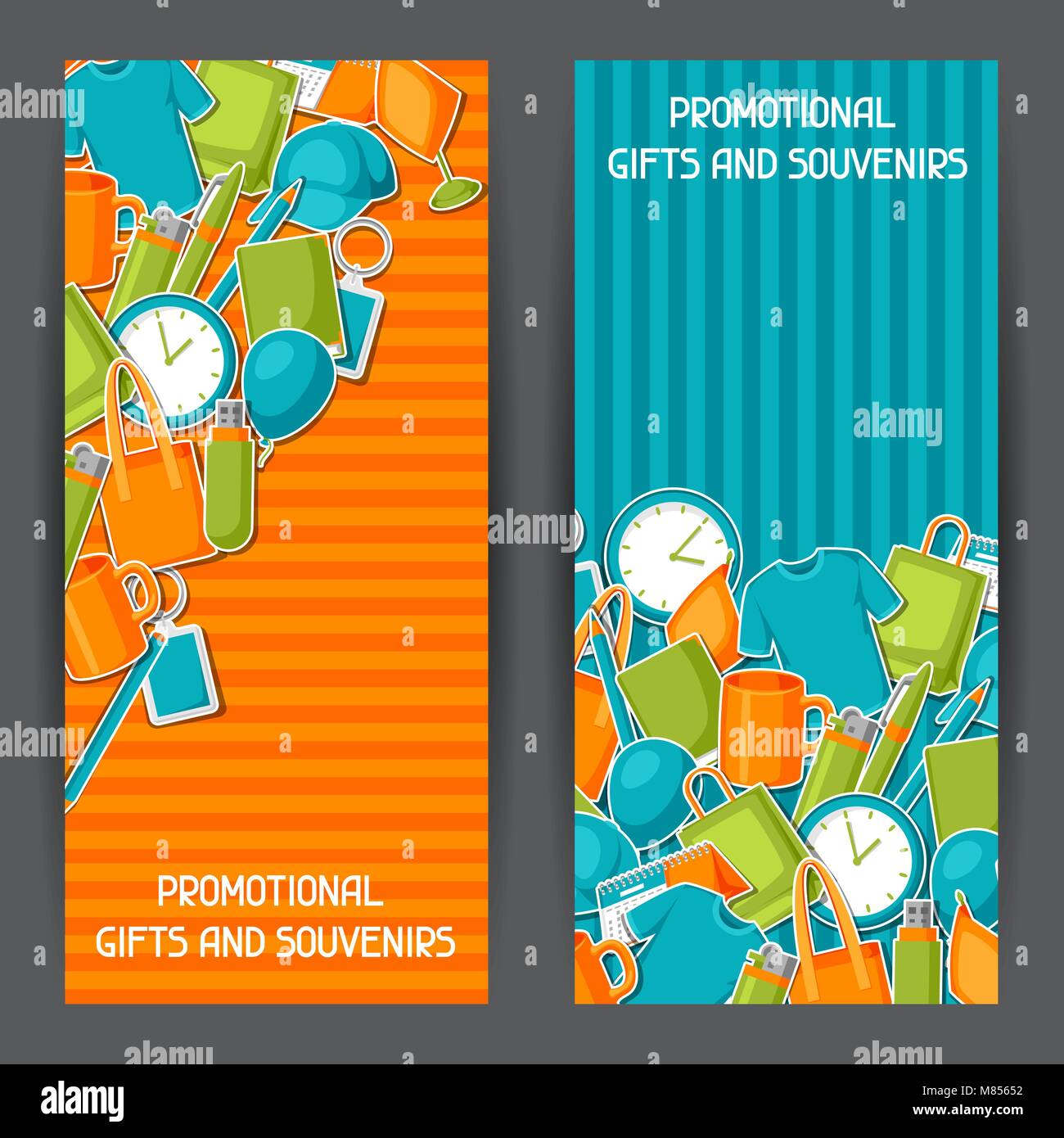 Advertising banners with promotional gifts and souvenirs Stock Vector ...
