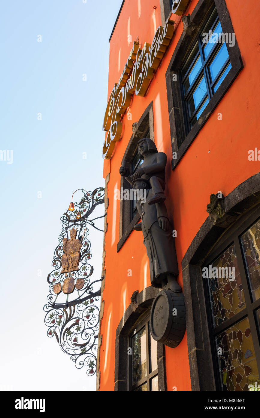 Cologne, Germany - February 24, 2018: facade of the Paeffgen pub in the ...