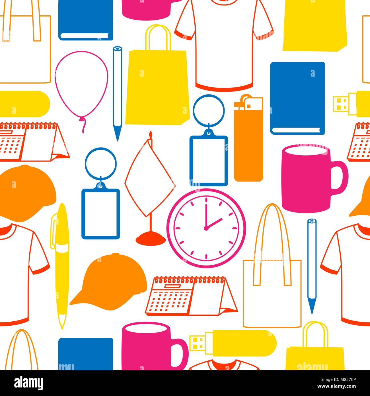 Seamless pattern with promotional gifts and souvenirs Stock Vector ...